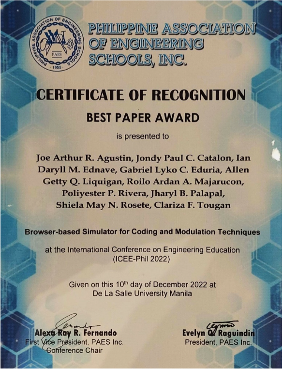 Slu Electronics Engineering Program Wins Best Research Paper At The
