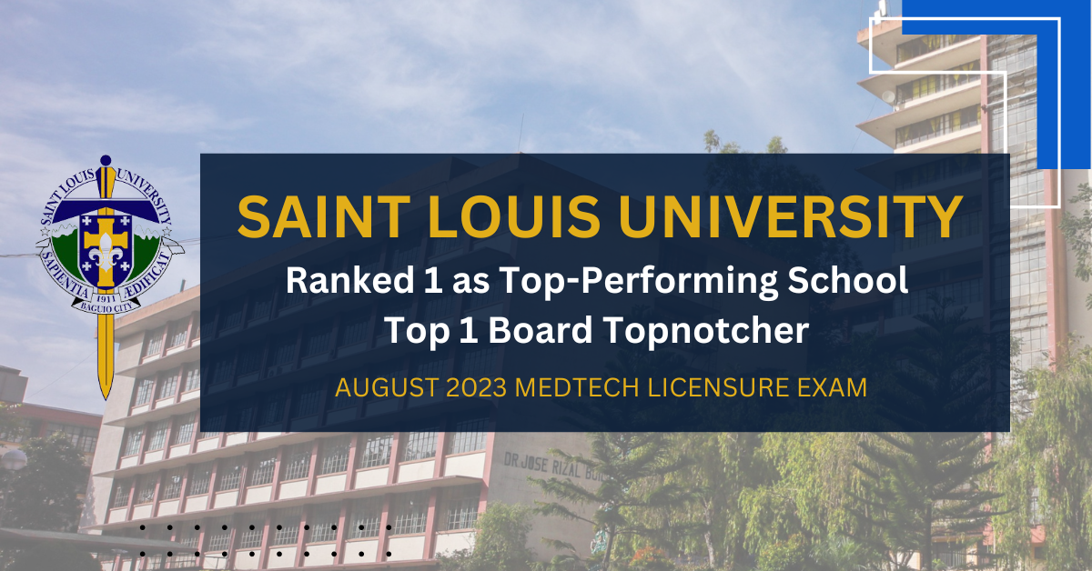 SLU is Rank 1 in the August 2023 MedTech Licensure Exam; Louisian is No. 1 Topnotcher - Saint ...