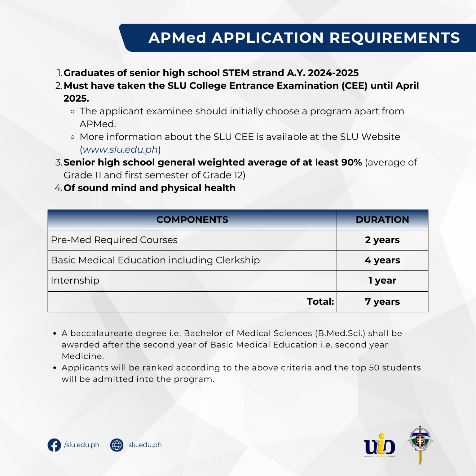 SLU to offer APMed Program – Saint Louis University, Philippines